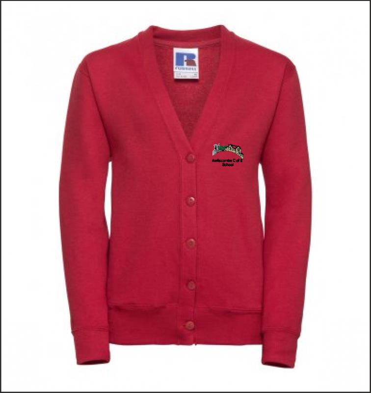 A1 Print & Stitch - Awliscombe Primary Kids Cardigan - Bright Red - 273B