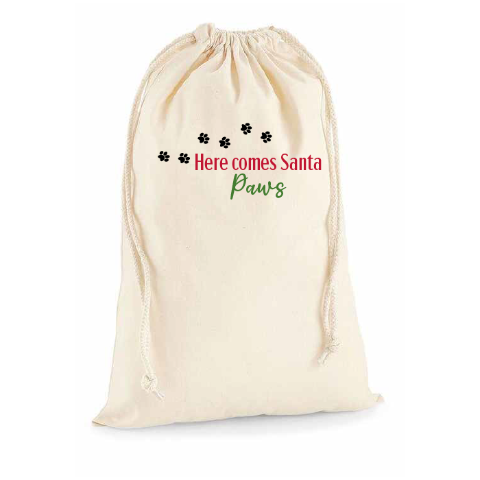 A1 Print & Stitch - Christmas Sack - Natural - Santa Paws - W115